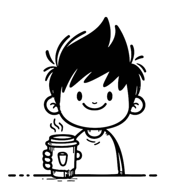 Cheerful Cartoon Character Holding Steaming Beverage | Jiffy Designs