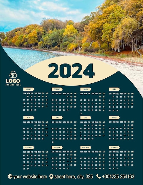 Vibrant 2024 Calendar: Autumn Scenery Adorns the Landscape | Jiffy Designs