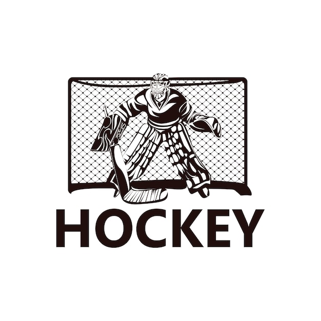 Powerful Hockey Goalie Guarding the Net with Intense Focus | Jiffy Designs