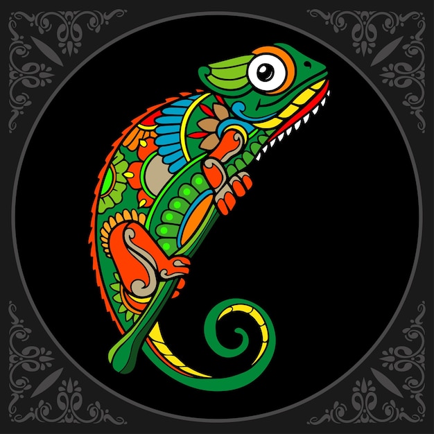 Vibrant Chameleon Silhouette with Ornate Patterns | Jiffy Designs