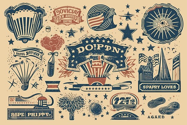 Vintage Americana Graphics Collection with Patriotic Motifs | Jiffy Designs