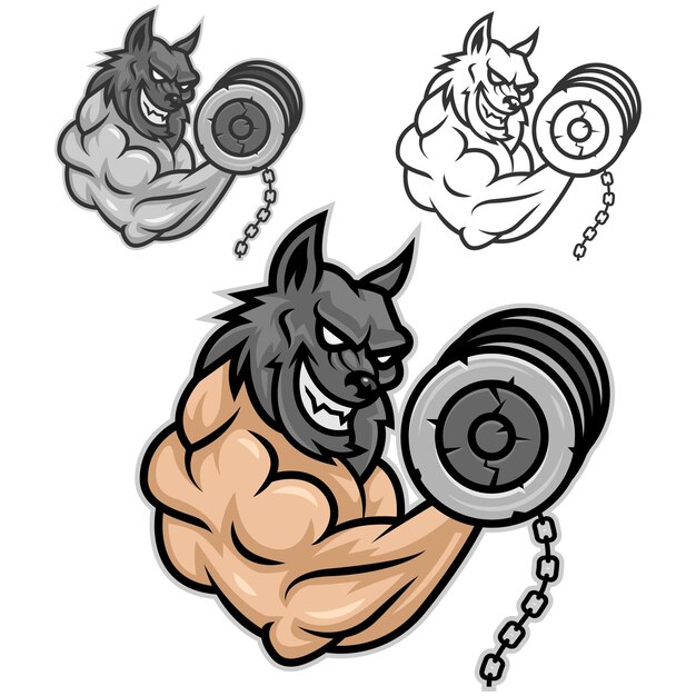 Muscular Werewolf Lifting Weights with Fierce Determination | Jiffy Designs