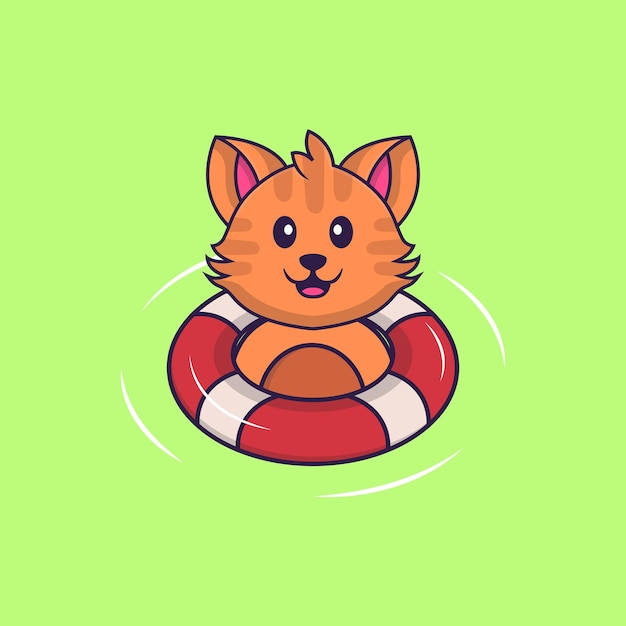 Adorable Orange Cat in Vibrant Lifesaver Illustration | Jiffy Designs