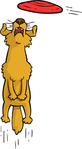 Cartoon Doodle Dog Catches Frisbee On A White Background Vector ...