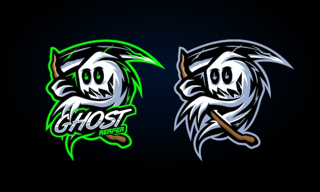Vibrant Ghost Mascot Logos with Scythe Accents | Jiffy Designs