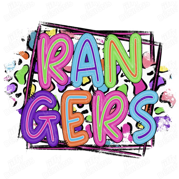 'Rangers' Vibrant Graffiti-Style Letters with Colorful Splatter ...
