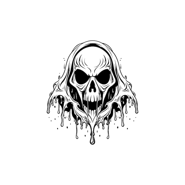 Ominous Skull with Dripping Darkness, Haunting and Eerie | Jiffy Designs