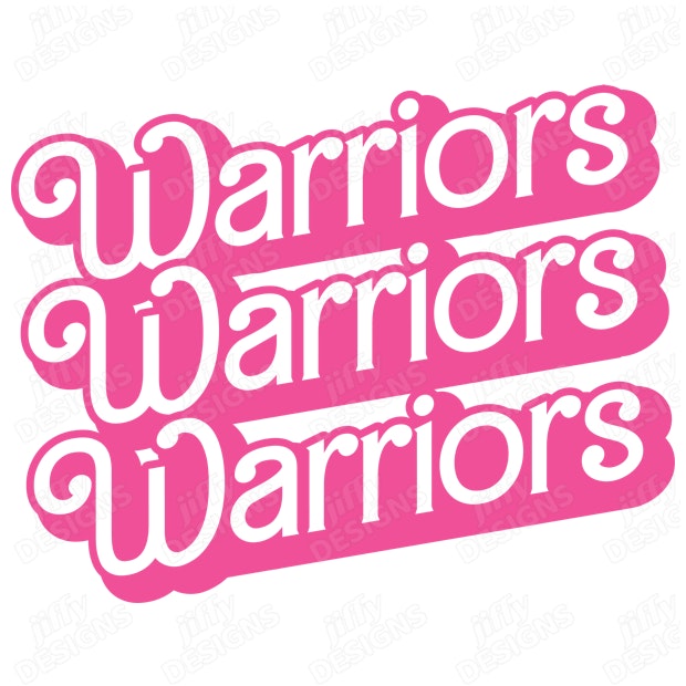 'Warriors' Bold Pink Typography with Retro Curved Lettering and Shadow ...