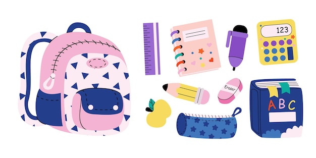Vibrant Backpack and School Supplies Illustration | Jiffy Designs