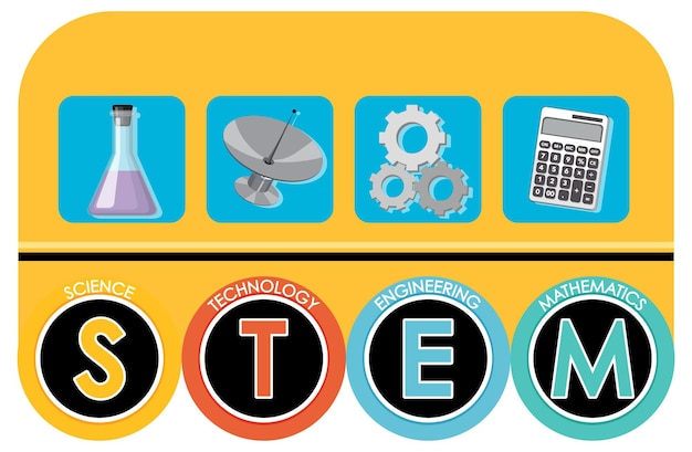 Vibrant STEM Education Symbols with Scientific Instruments | Jiffy Designs