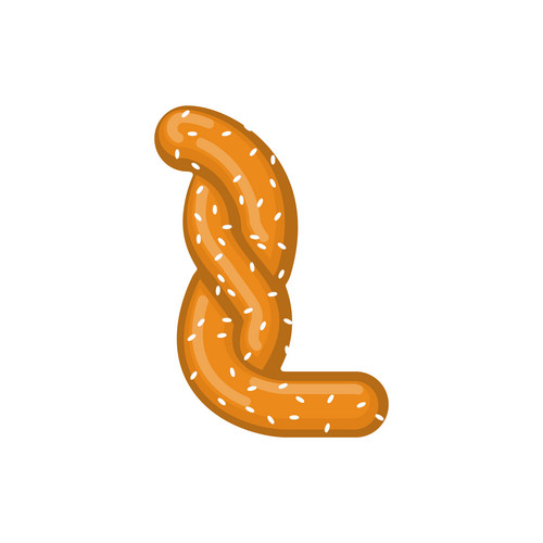 Letter L Pretzel. Snack Font Symbol. Food Alphabet Sign. Traditional ...