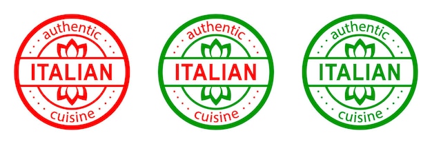 Authentic Italian Cuisine Emblems with Lotus Flower Motifs | Jiffy Designs