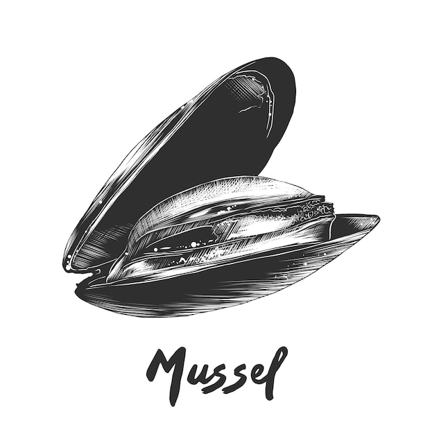 Striking Monochrome Mussel Shell Illustration | Jiffy Designs