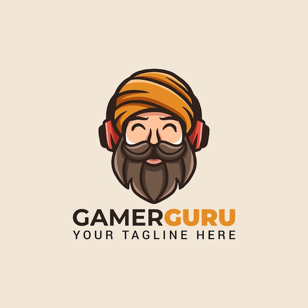 Bearded Gamer with Headphones Mascot Logo Design | Jiffy Designs