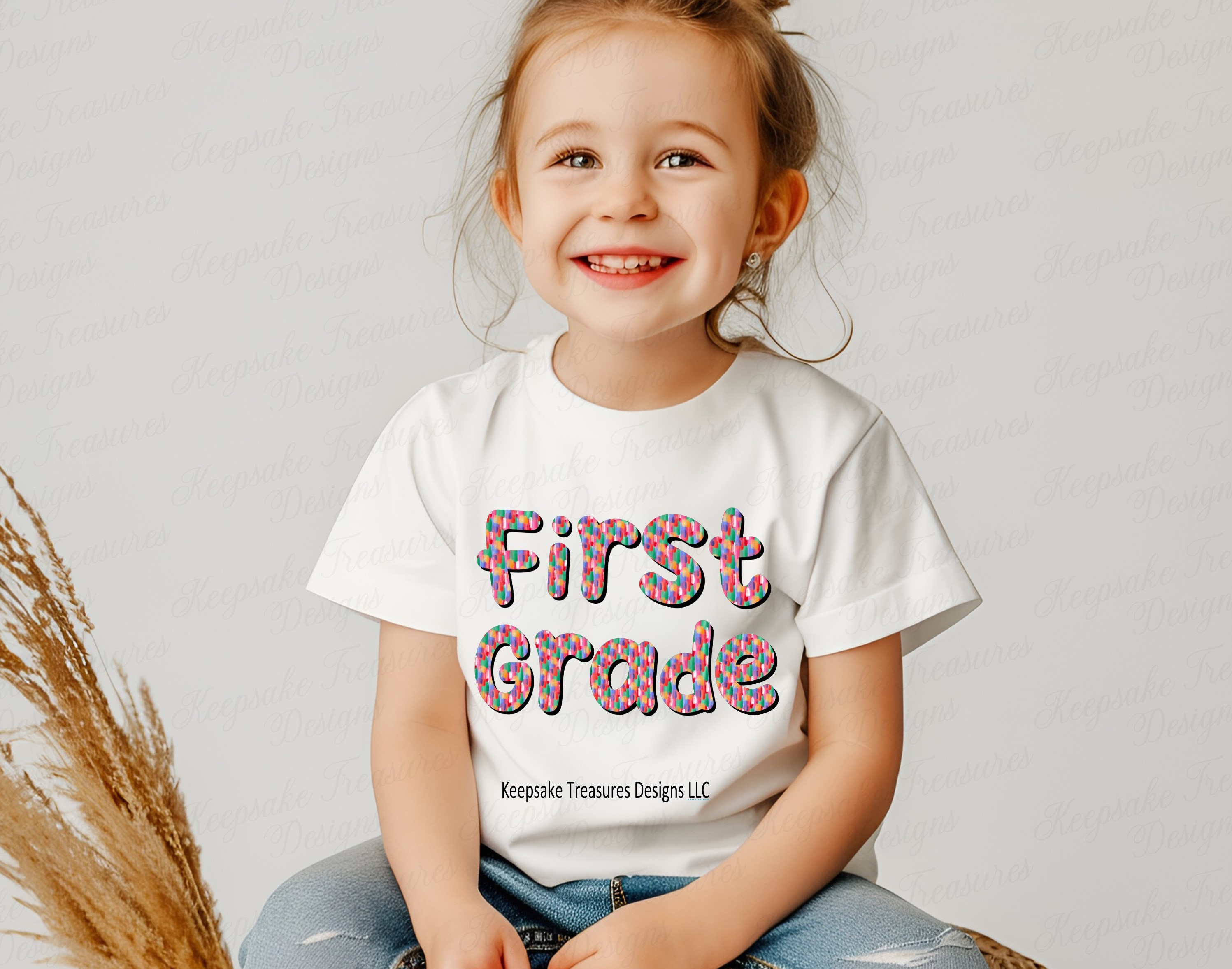 'First Grade' Whimsical Typography with Floral Patterns and Playful ...