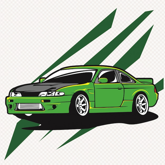 Green Muscle Car with Claw Marks Illustration | Jiffy Designs