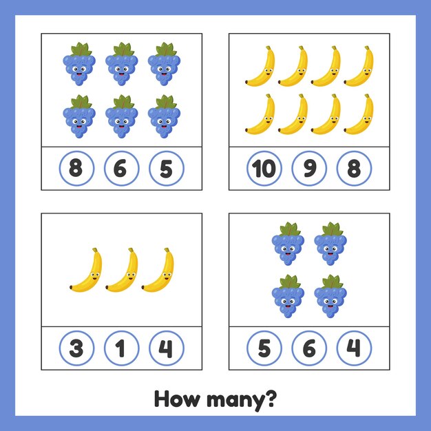 Colorful Fruit Collection: Grapes and Bananas for Counting | Jiffy Designs