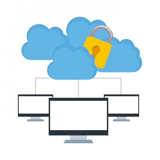 Cloud Computing Security Illustration with Lock and Devices | Jiffy Designs