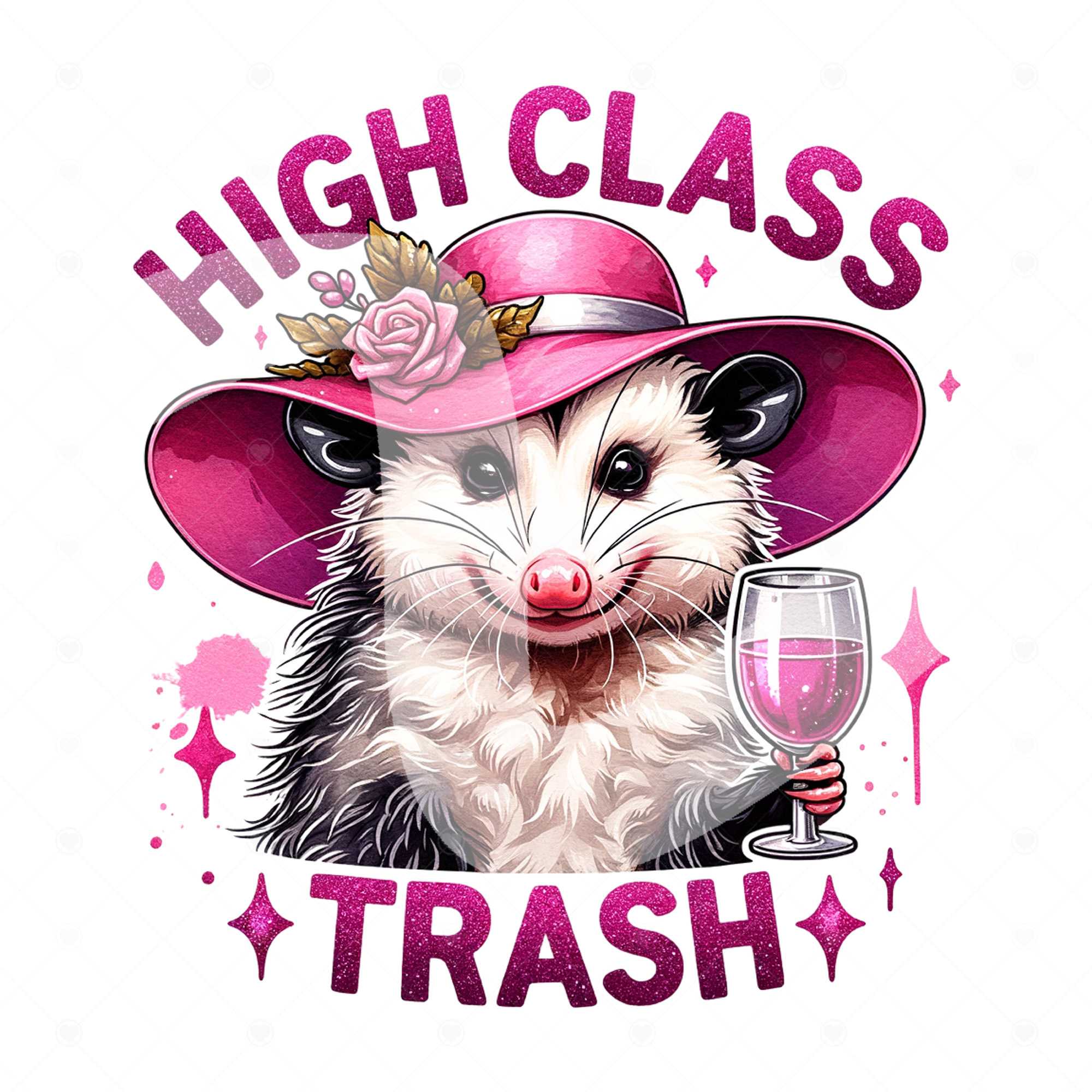 'High Class Trash' Featuring Glamorous Possum with Wine Glass | Jiffy ...