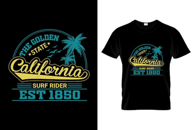 Vintage California Surf Rider Emblem with Palm Trees | Jiffy Designs