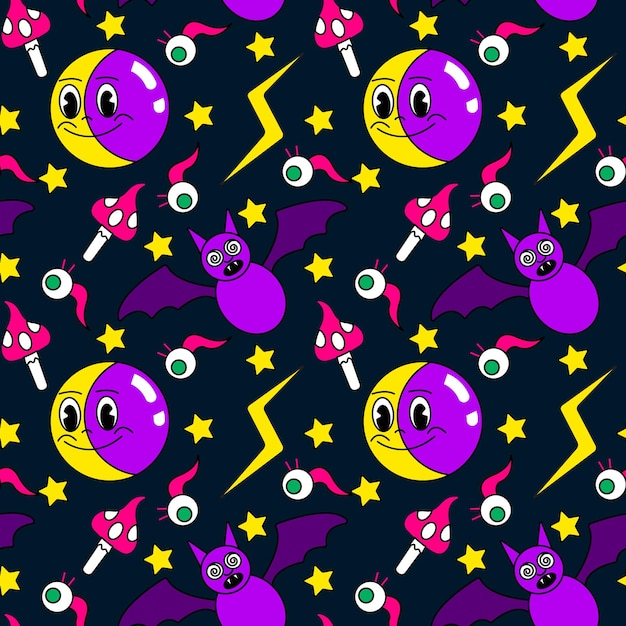 Playful Cosmic Creatures: Vibrant Smiley Faces and Shooting Stars ...
