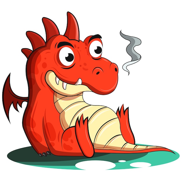 Playful Red Dragon Relaxing on Grassy Meadow | Jiffy Designs