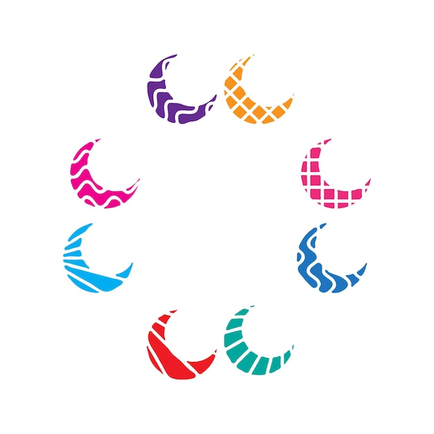 Vibrant Geometric Crescent Moon Shapes in Diverse Colors | Jiffy Designs