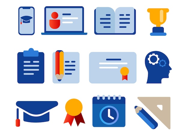 Vibrant Icons Depicting Educational Achievements and Milestones | Jiffy ...