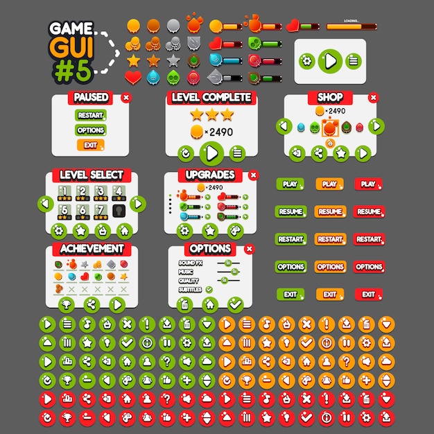 Comprehensive Collection of Vibrant Game GUI Elements | Jiffy Designs