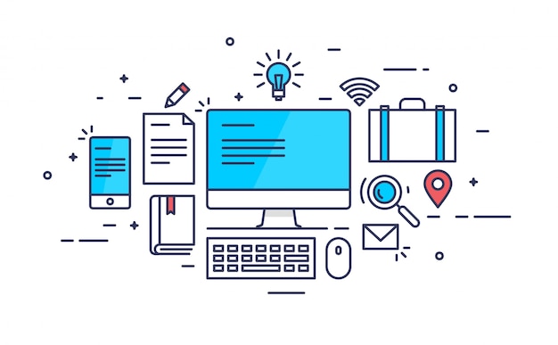 Modern Digital Workspace with Devices and Technology Icons | Jiffy Designs