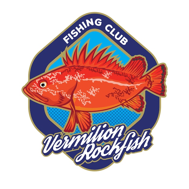 Vibrant Vermilion Rockfish Emblem for Fishing Club | Jiffy Designs