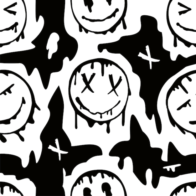 Playful Monochrome Smiley Face Pattern | Jiffy Designs