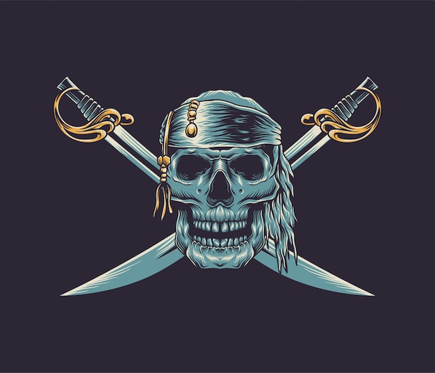 Pirate Skull with Crossed Cutlasses in Vibrant Illustration | Jiffy Designs