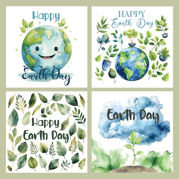 Vibrant Earth Day Illustrations with Whimsical Globes and Lush Foliage ...