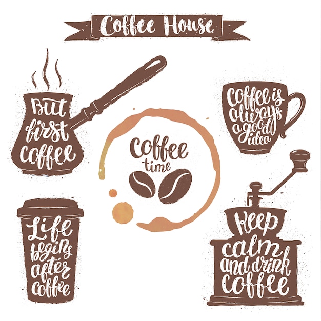 Charming Coffee House Themed Graphic Collection with Rustic Flair ...