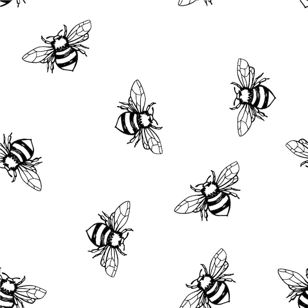Charming Bee Pattern: Buzzing with Playful Illustrations | Jiffy Designs