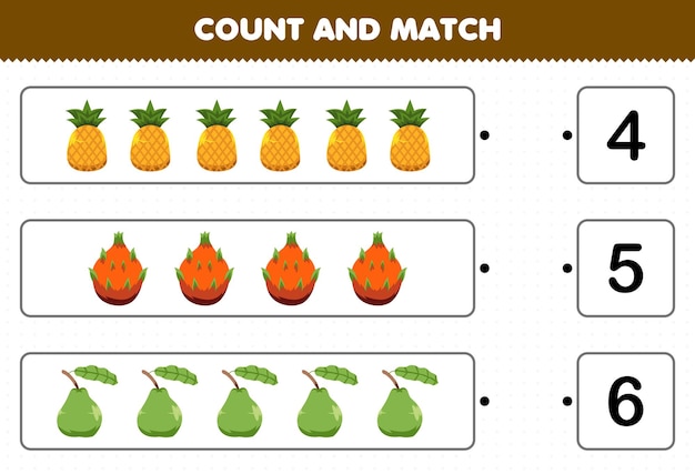 Vibrant Tropical Fruit Count and Match Activity | Jiffy Designs