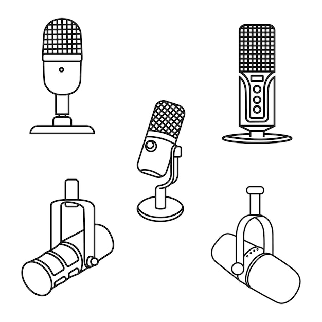 Diverse Microphone Designs - A Minimalist Illustration Set | Jiffy Designs