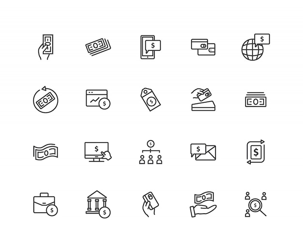 Minimalist Monochrome Icons for Digital Finance and Payments | Jiffy ...