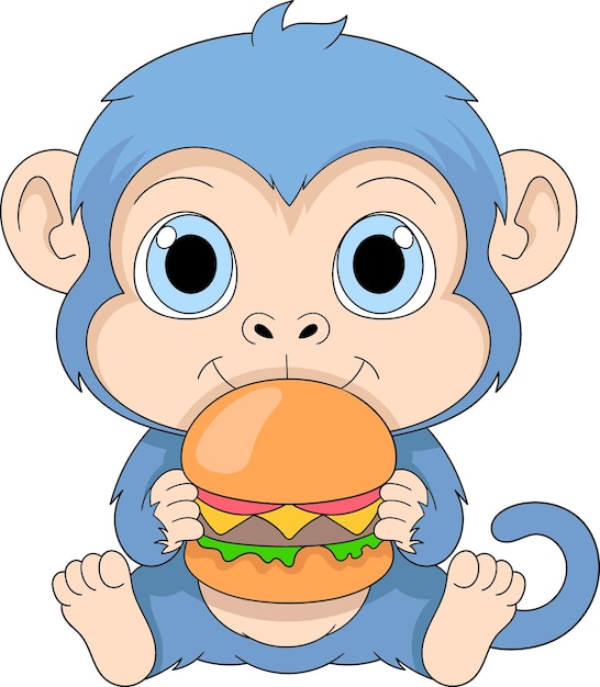Adorable Monkey Enjoying a Delicious Burger | Jiffy Designs
