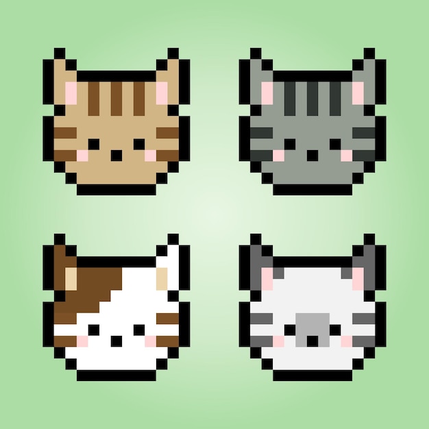 Charming Pixel Art Cat Faces in Diverse Styles | Jiffy Designs