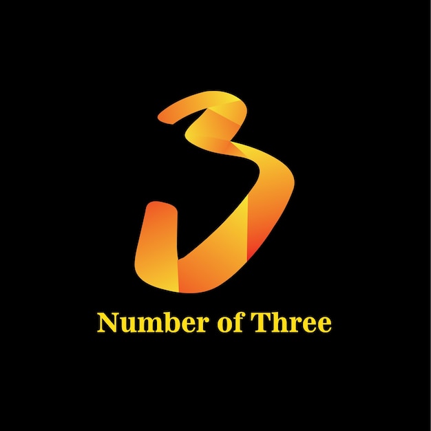 Stylized Number Three Logo on Black Background | Jiffy Designs