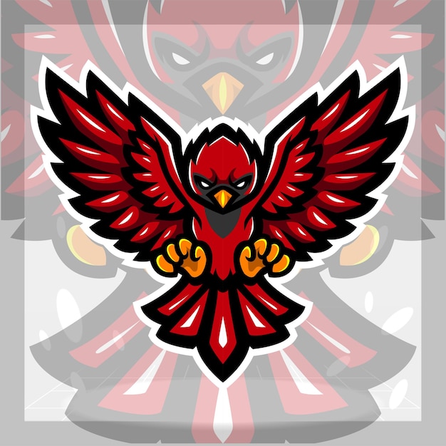 Majestic Crimson Falcon Emblem with Geometric Backdrop | Jiffy Designs