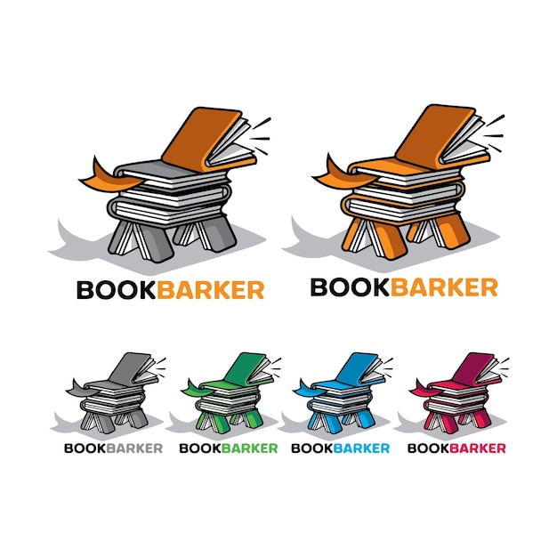 Vibrant Book Barker Logo with Playful Book Stack Design | Jiffy Designs