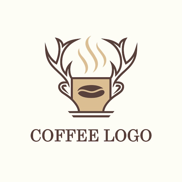 Elegant Antler Coffee Cup Logo for Cozy Cafes | Jiffy Designs