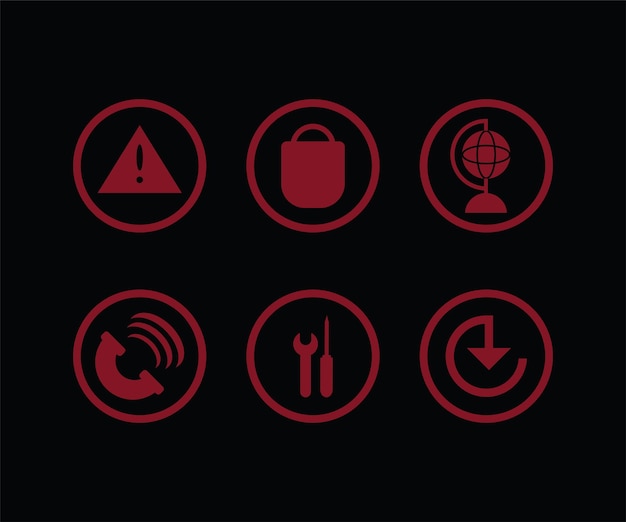 Minimalist Red Icons on Dark Background | Jiffy Designs