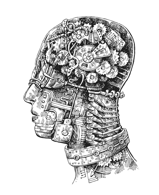 Intricate Mechanical Mind: A Detailed Anatomical Illustration of the ...