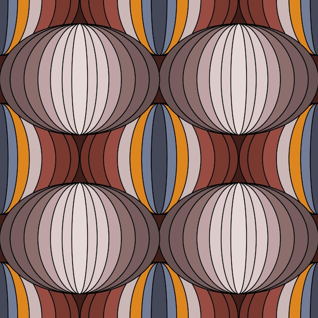 Retro Geometric Lantern Pattern in Warm Earth Tones | Jiffy Designs