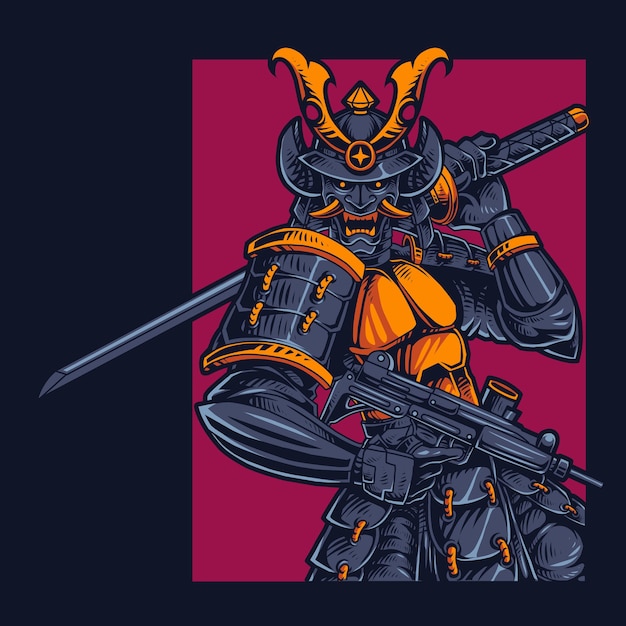 Fearsome Samurai Mech Warrior Wielding Dual Blades | Jiffy Designs