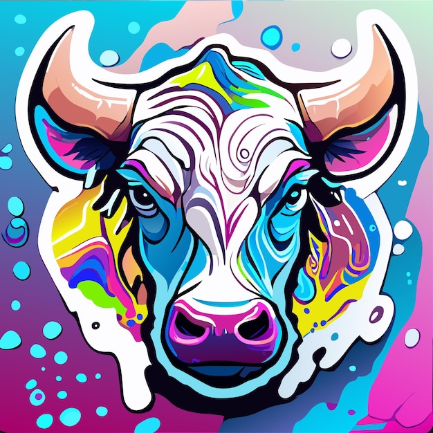Vibrant and Whimsical Bison Portrait | Jiffy Designs